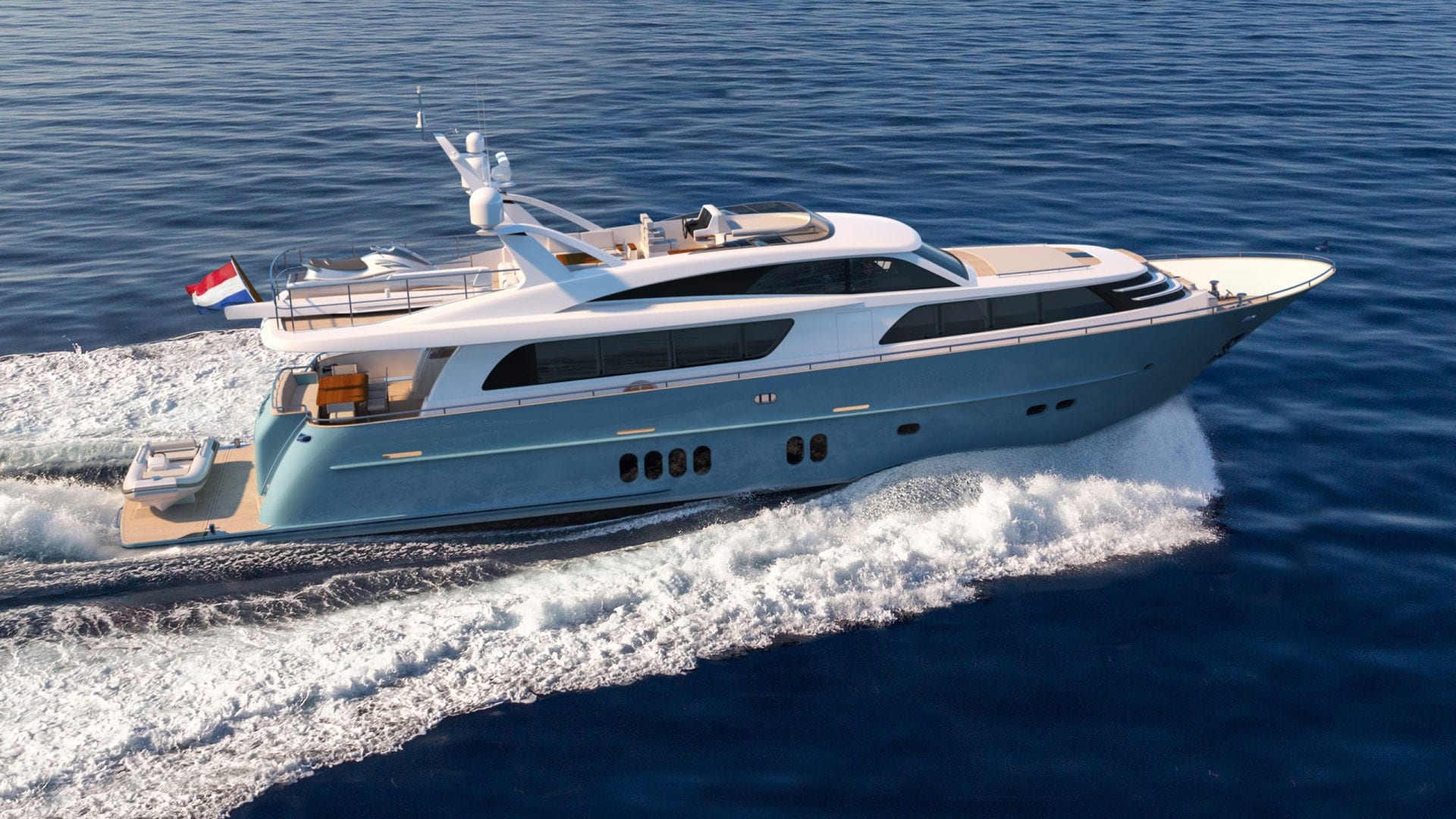 Pastel blue beauty Helga launched | Van der Valk Shipyard